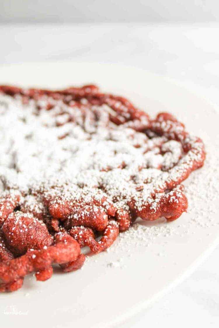 Easy Red Velvet Funnel Cake - BeeyondCereal