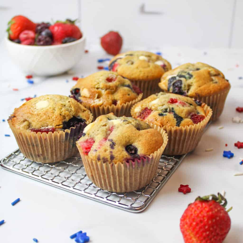 Red White and Blue Muffins - BeeyondCereal