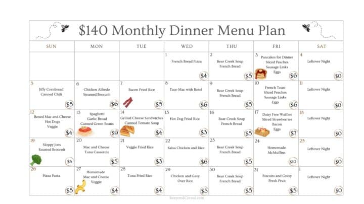 $140 Monthly Meal Plan for Family of 4 - BeeyondCereal
