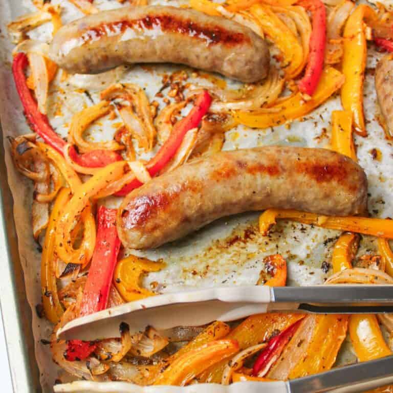 Roasted Bratwurst with Peppers and Onions | Easy Sheet Pan Dinner ...